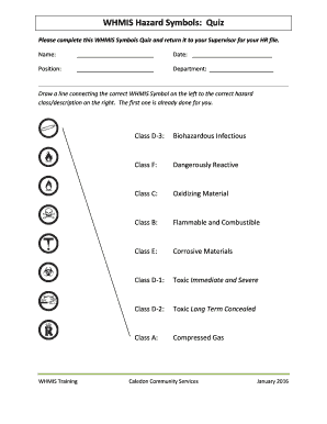 Fillable Online WHMIS Hazard Symbols: Quiz Fax Email Print - pdfFiller