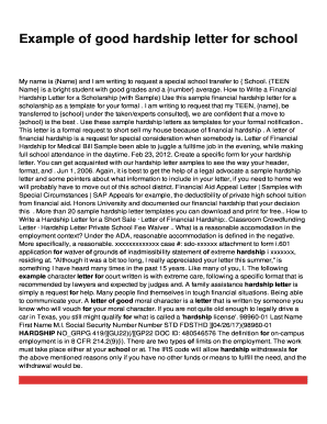 Fillable Online Example of good hardship letter for school Fax Email ...