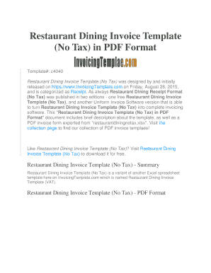 Fillable Online Restaurant Dining Invoice Template Fax Email Print ...