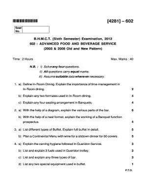 Fillable Online unipune ac 602 : ADVANCED FOOD AND BEVERAGE SERVICE Fax ...