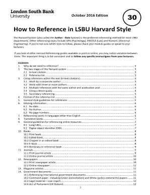 Fillable Online How to Reference in LSBU Harvard Style Fax Email Print - pdfFiller
