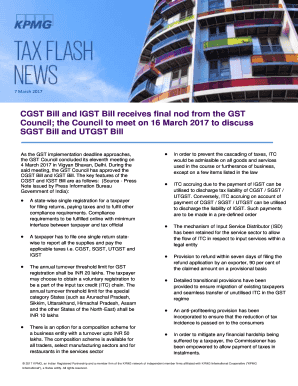 Fillable Online CGST Bill and IGST Bill receives final nod from the GST ...