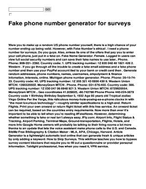 Fillable Online Fake phone number generator for surveys Fax Email Print ...