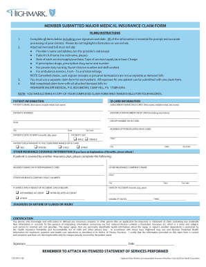 Fillable Online MEMBER SUBMITTED MAJOR MEDICAL INSURANCE CLAIM FORM Fax ...