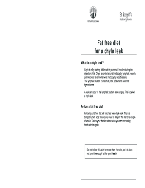Fillable Online Fat free diet for a chyle leak Fax Email Print - pdfFiller