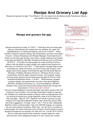 Fillable Online Recipe And Grocery List App Fax Email Print - pdfFiller