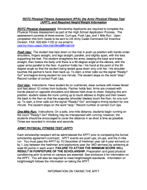 Fillable Online ROTC Physical Fitness Assessment (PFA), the Army ...