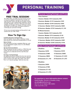Fillable Online Personal Training Packages and Prices: Fax Email Print ...