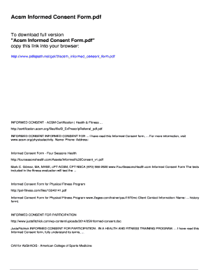 Fillable Online Acsm Informed Consent Form Fax Email Print - pdfFiller