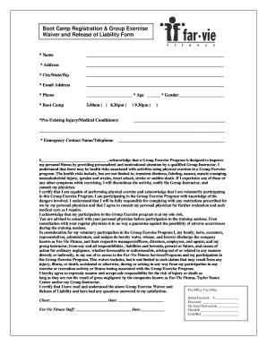 Fillable Online Boot Camp Registration & Group Exercise Fax Email Print ...