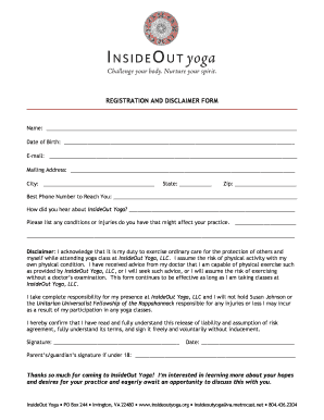 Fillable Online REGISTRATION AND DISCLAIMER FORM Fax Email Print ...