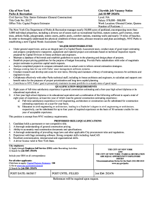 Fillable Online Civil Service Title: Senior Estimator (General ...