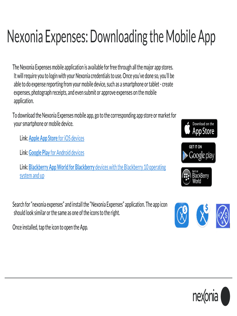 Fillable Online PDF: User Guide to Nexonia Expenses Mobile Application ...