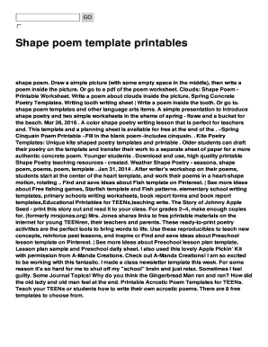 Fillable Online Shape poem template printables Fax Email Print - pdfFiller