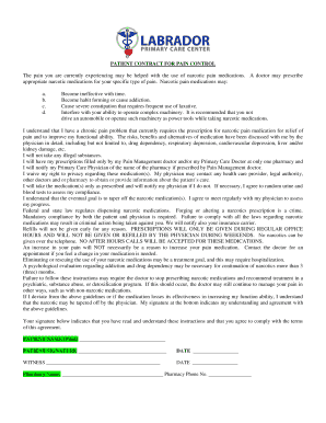Fillable Online PATIENT CONTRACT FOR PAIN CONTROL Fax Email Print ...