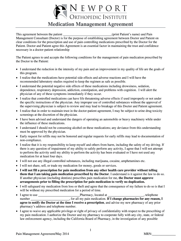 Fillable Online This agreement between the patient Fax Email Print ...