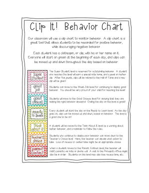 Fillable Online Our classroom will use a clip chart to monitor behavior ...