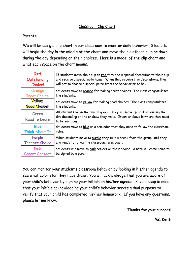 Fillable Online Classroom Clip Chart Fax Email Print - pdfFiller