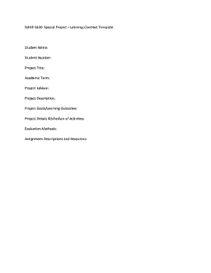 Fillable Online DAGR 0630 Special Project Learning Contract Template ...