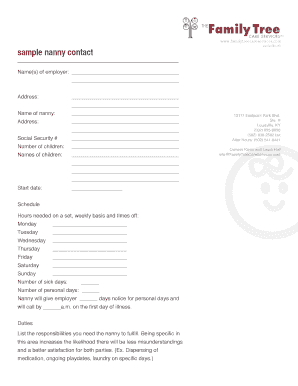 Fillable Online sample nanny contact Fax Email Print - pdfFiller