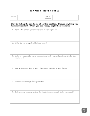Fillable Online NANNY INTERVIEW Fax Email Print - pdfFiller