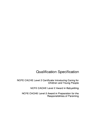 Fillable Online NCFE CACHE Level 2 Certificate Introducing Caring for ...