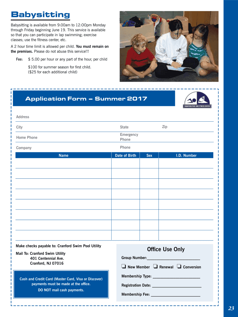 Fillable Online Babysitting is available from 9:00am to 12:OOpm Monday ...