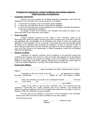 Fillable Online Procedure for applying for various Certificates and ...