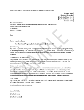 Fillable Online Restricted Program, Exclusion or Suspension Appeal ...