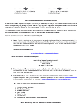 Fillable Online Claim Reconsideration Requests Quick Reference Guide Fax Email Print - pdfFiller