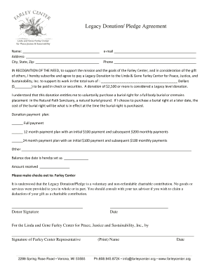 Fillable Online Legacy Donation/ Pledge Agreement Fax Email Print - pdfFiller