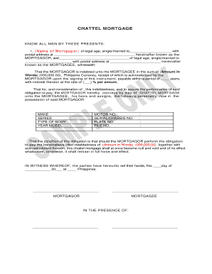 Fillable Online CHATTEL MORTGAGE Fax Email Print - pdfFiller