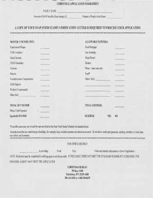 Fillable Online CHRISTMAS APPLICATION WORKSHEET Fax Email Print - pdfFiller