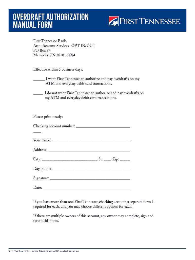 Fillable Online Overdraft authorization Fax Email Print - pdfFiller