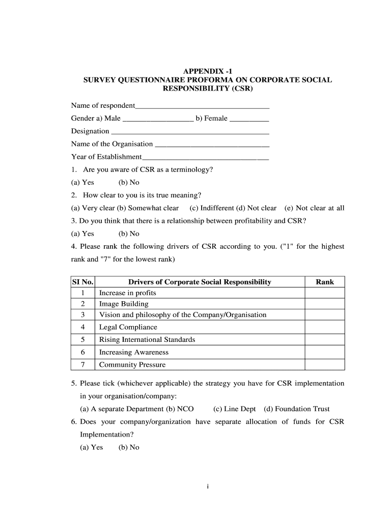 Proforma Questionnaire - Fill Online, Printable, Fillable, Blank ...