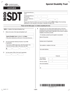 Fillable Online Special Disability Trust Fax Email Print - pdfFiller