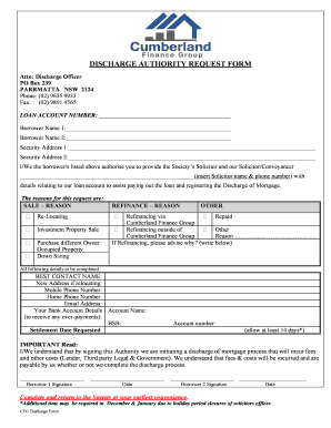 Fillable Online DISCHARGE AUTHORITY REQUEST FORM Fax Email Print ...