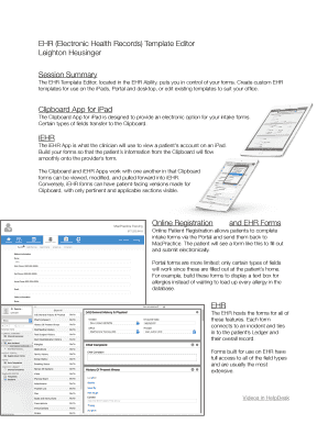 Fillable Online EHR (Electronic Health Records) Template Editor Fax ...