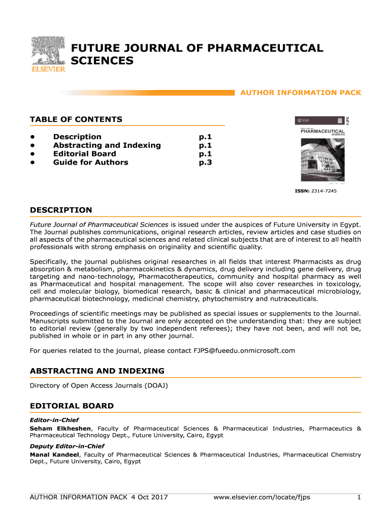 Fillable Online FUTURE JOURNAL OF PHARMACEUTICAL Fax Email Print ...