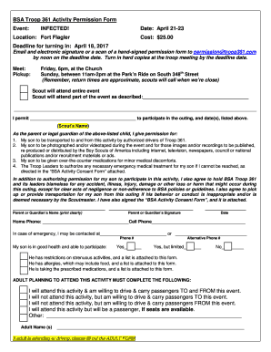 Fillable Online BSA Troop 361 Activity Permission Form Fax Email Print ...