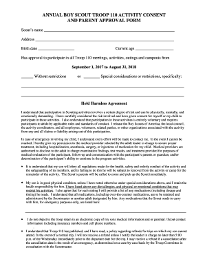 Fillable Online ANNUAL BOY SCOUT TROOP 110 ACTIVITY CONSENT Fax Email ...
