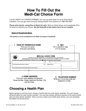 Fillable Online Use the MEDI-CAL CHOICE FORM(S) Fax Email Print - pdfFiller