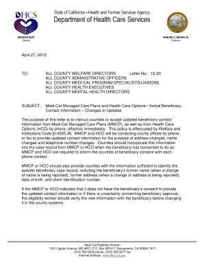 Fillable Online SUBJECT: Medi-Cal Managed Care Plans and Health Care ...