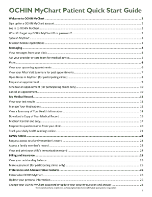 Fillable Online OCHIN MyChart Patient Quick Start Guide Fax Email Print ...