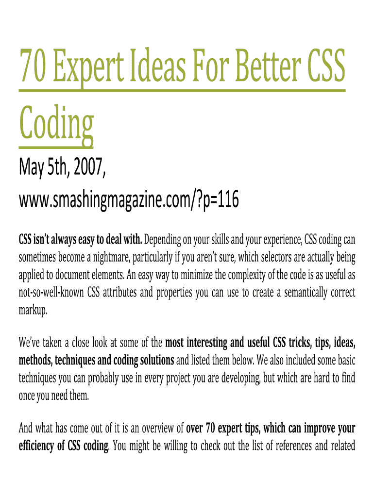 Fillable Online 70 Expert Ideas For Better CSS Fax Email Print - pdfFiller