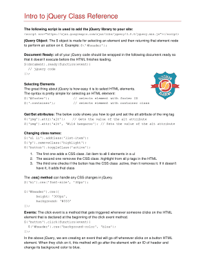 Fillable Online Intro to jQuery Class Reference Fax Email Print - pdfFiller