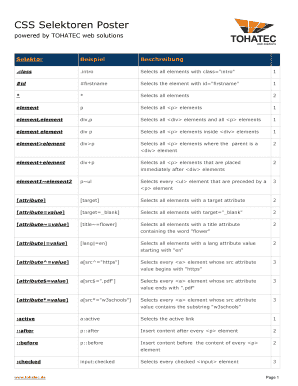 Fillable Online CSS Selektoren Poster Fax Email Print - pdfFiller