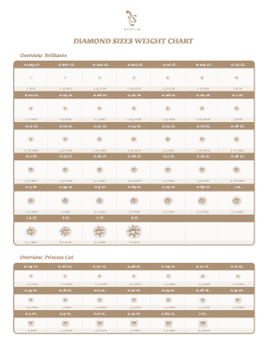 Fillable Online DIAMOND SIZES WEIGHT CHART Fax Email Print - pdfFiller