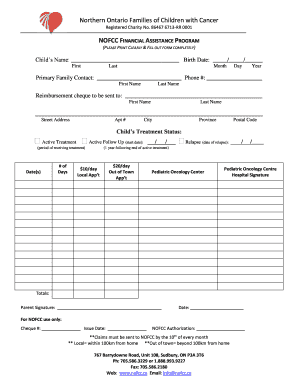 Fillable Online NOFCC FINANCIAL ASSISTANCE PROGRAM Fax Email Print - pdfFiller
