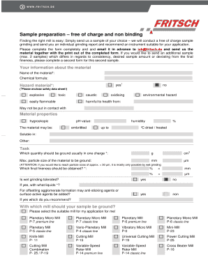 Fillable Online Sample preparation free of charge and non binding Fax ...